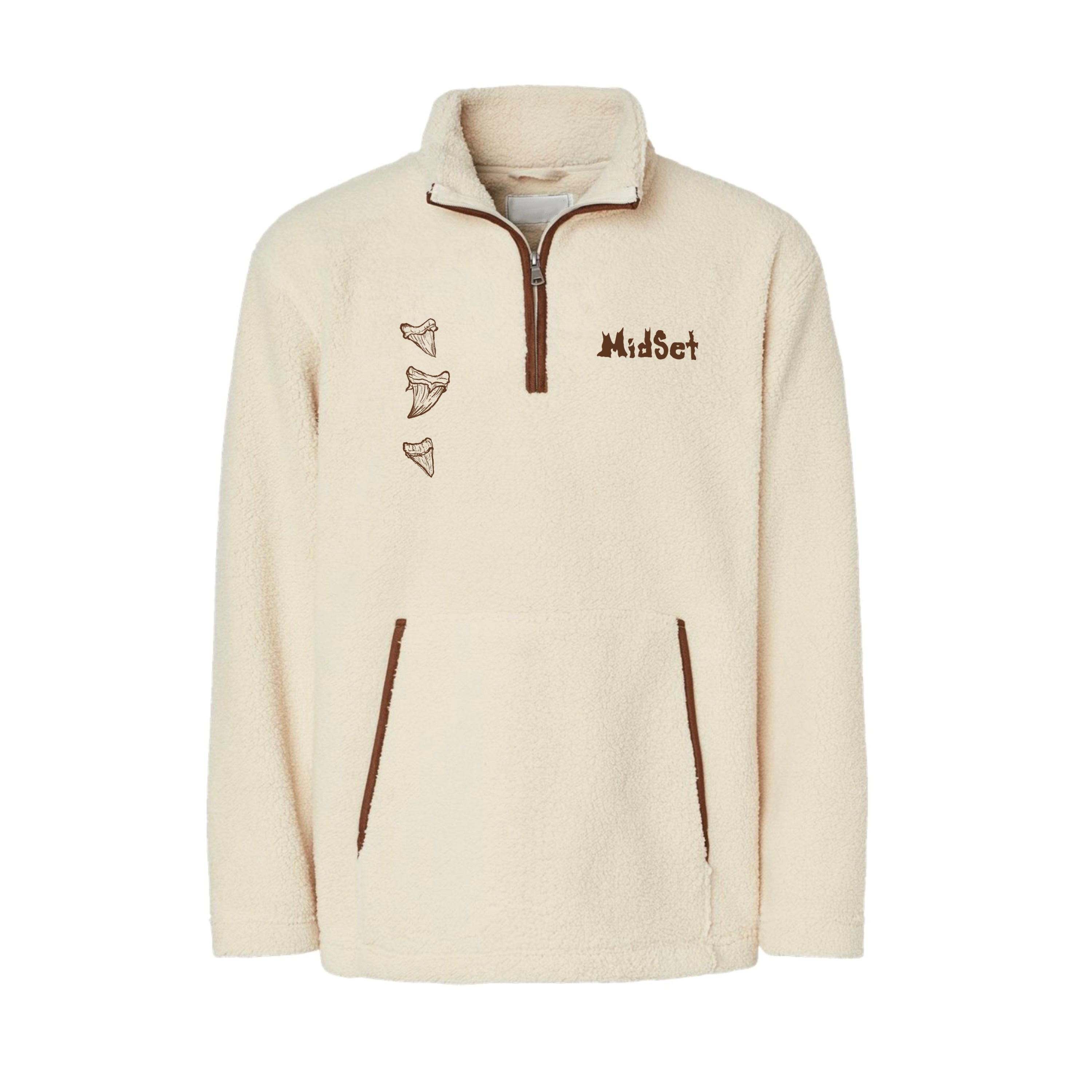 Mens Shark teeth fleece quarterzip – Midset Surf